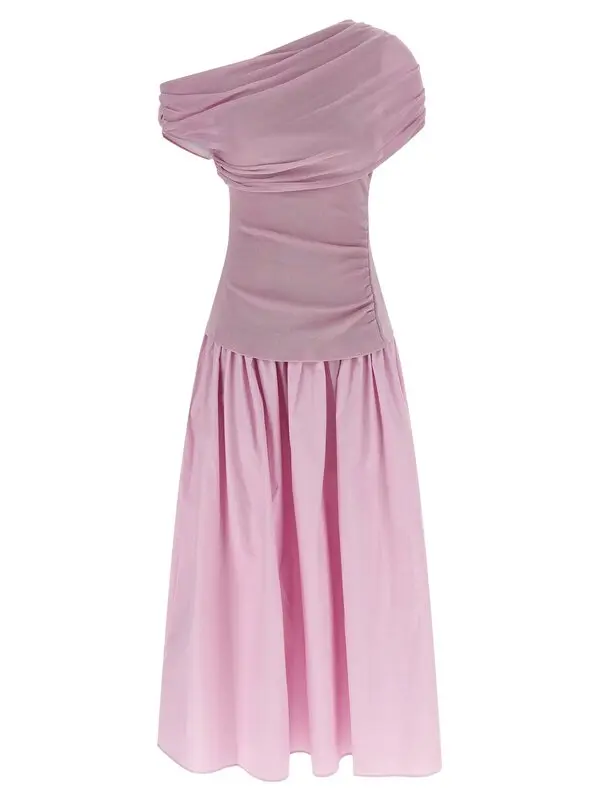 SELF-PORTRAIT Cotton Draped Knit Midi' Dress - Pink