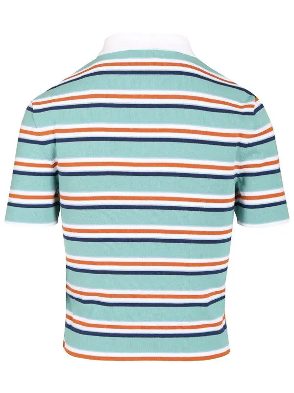 Celine Knitted Cotton Striped Polo Shirt