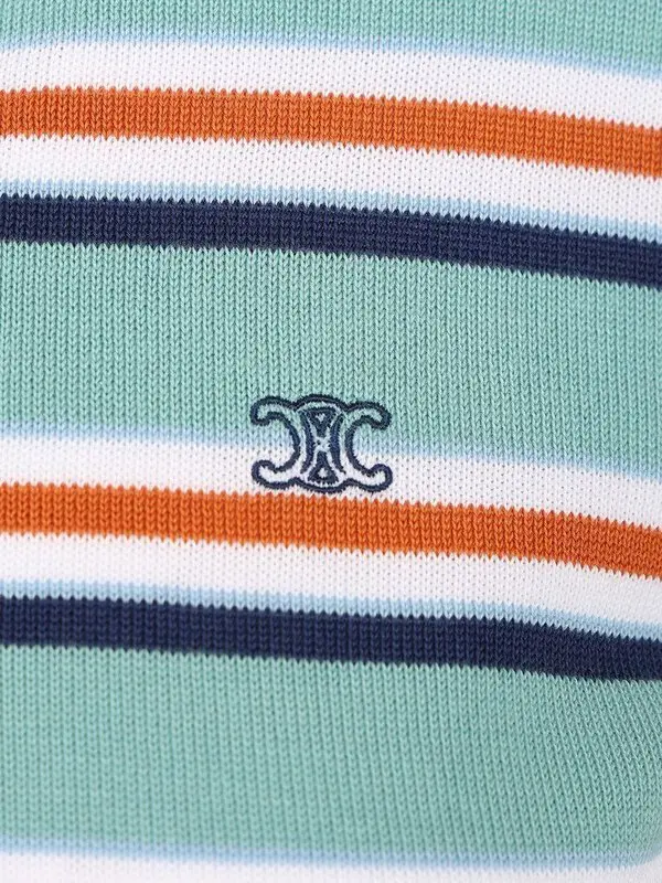 Celine Knitted Cotton Striped Polo Shirt
