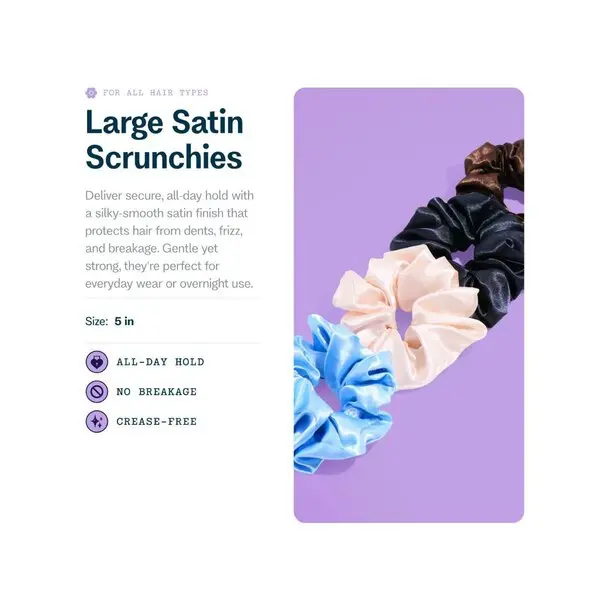 GIMME BEAUTY Large Satin Hair Scrunchies