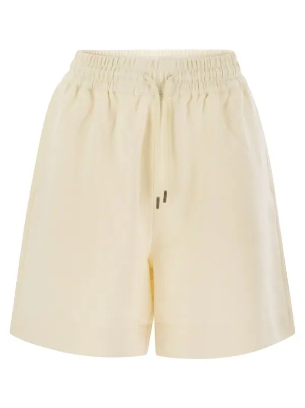 Moncler Cotton Shorts With Logo Patch