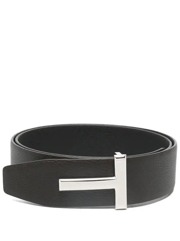 TOM FORD Grained Leather T Icon Reversible Belt