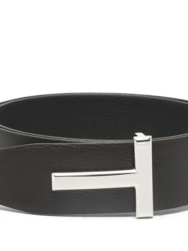 TOM FORD Grained Leather T Icon Reversible Belt