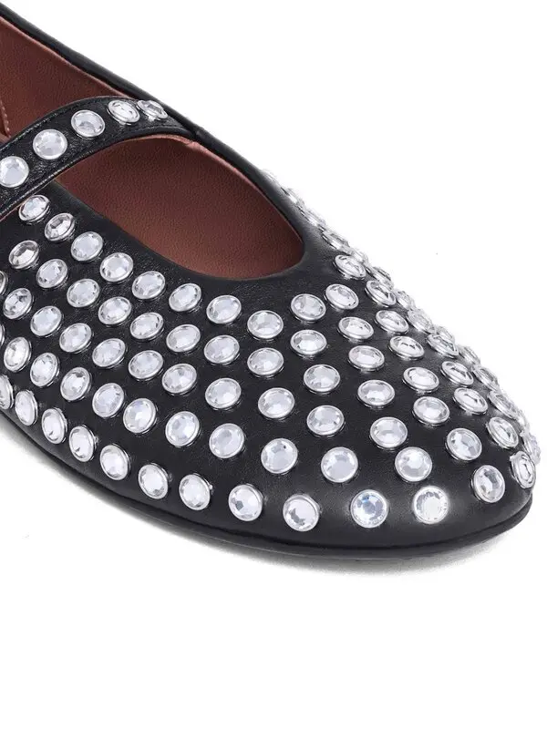 Alaïa Leather Ballet Flats With Strass