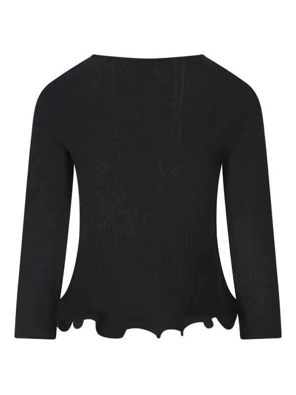 Fendi V-neck Ribbed Top With Ruffles