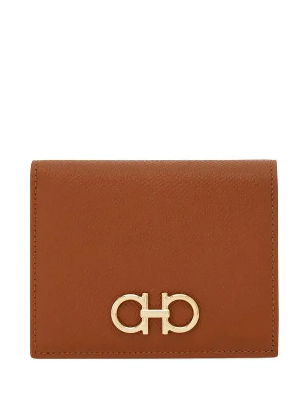 FERRAGAMO Gancini Hammered Leather Compact Wallet