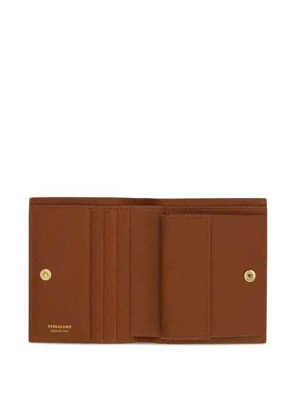 FERRAGAMO Gancini Hammered Leather Compact Wallet