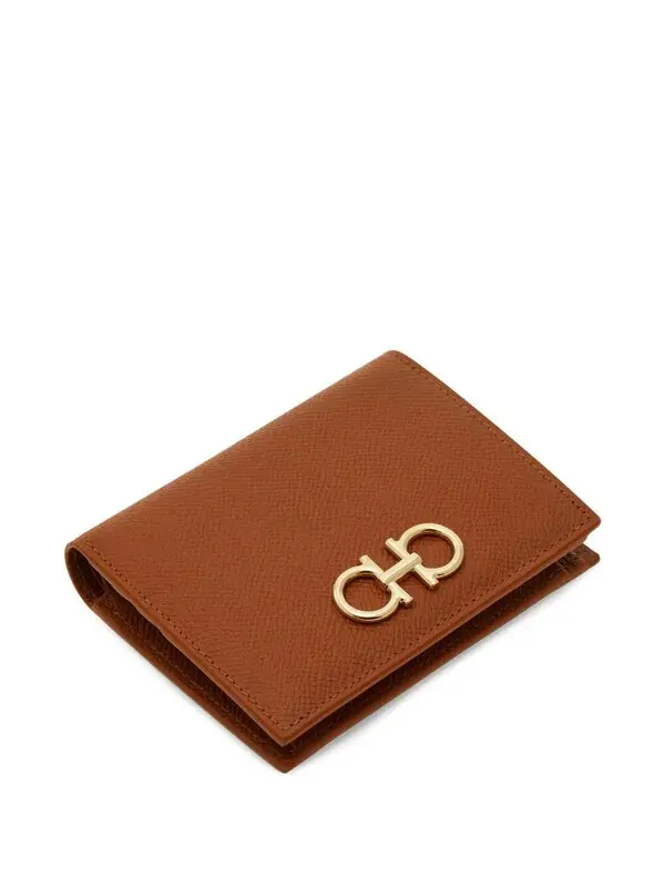 FERRAGAMO Gancini Hammered Leather Compact Wallet
