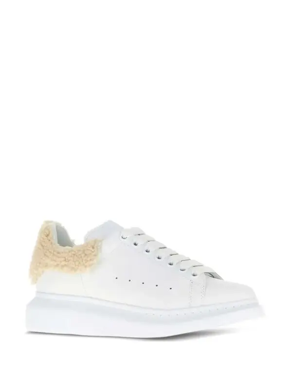 Alexander McQueen Oversized Leather Sneakers With Shearling Heel Tab