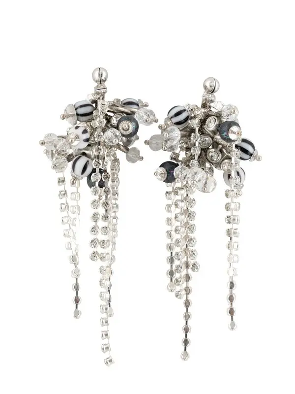 Dries Van Noten Handmade Embellished Pin Earrings - Black