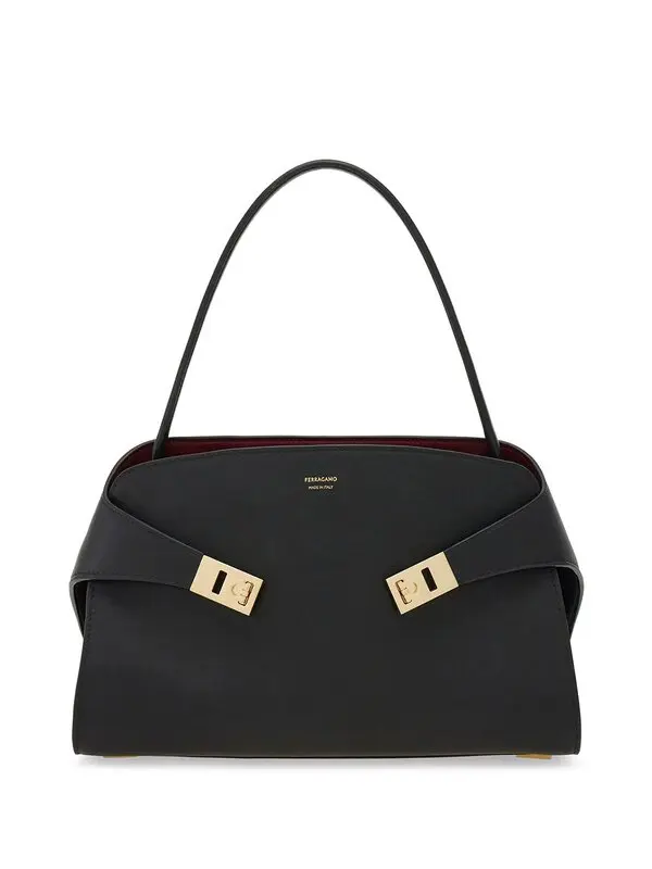 FERRAGAMO Bicolor Hug Soft Medium Shoulder Bag - Black