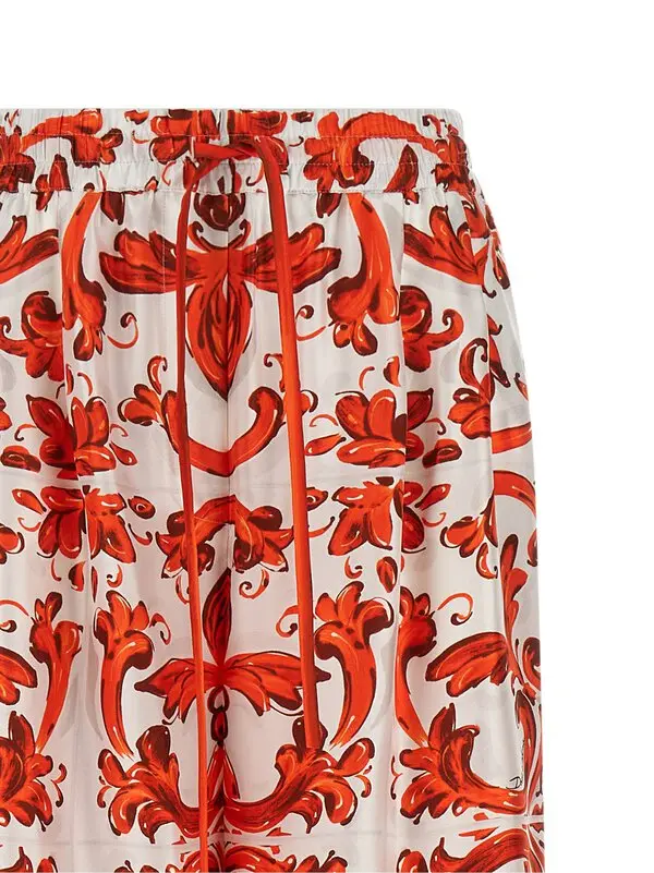 Dolce & Gabbana Maiolica Silk Twill Pants