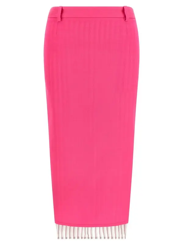Attico Virgin Wool Double Layer Midi Skirt