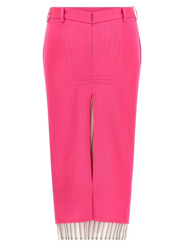 Attico Virgin Wool Double Layer Midi Skirt