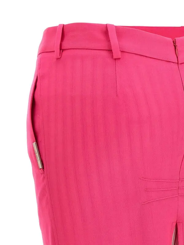 Attico Virgin Wool Double Layer Midi Skirt