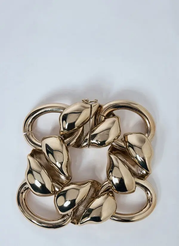 Saint Laurent Brass Shell Chain Bracelet