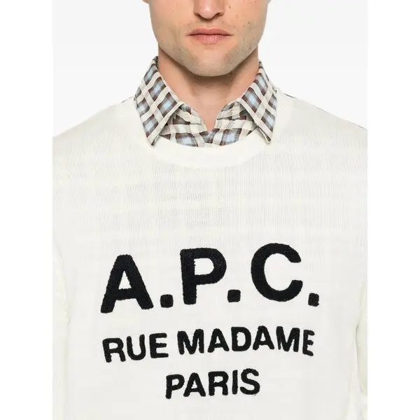 A.p.c. Virgin Wool Logo-embroidered Crew Neck Jumper