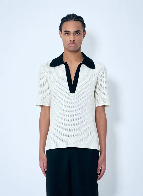 JIL SANDER Open-knit Polo Shirt