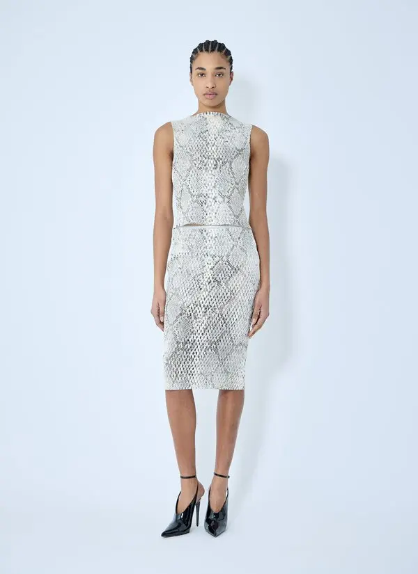 Alexander Wang Snake-print Embossed Midi Skirt