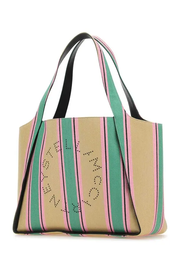 Stella McCartney Embroidered Raffia Stella Logo Shopping Bag