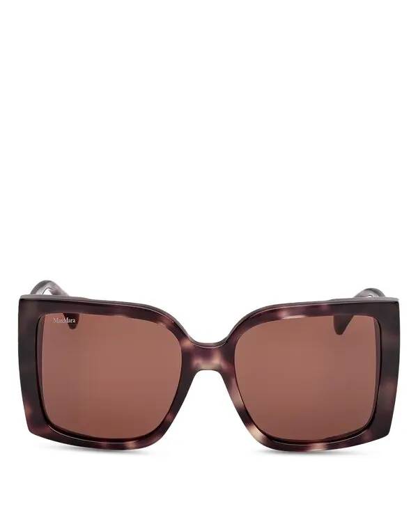Max Mara Hinge Square Sunglasses - Havana/brown