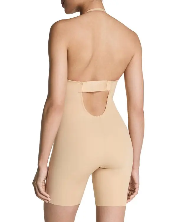 Spanx Suit Your Fancy Plunge Low-back Mid-thigh Bodysuit - Honey