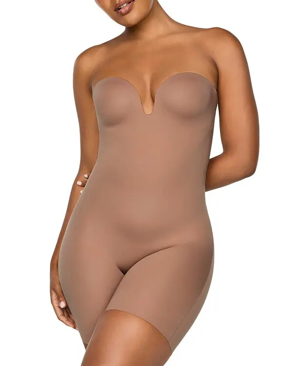 Spanx Suit Your Fancy Strapless Mid-thigh Bodysuit - Cinnamon