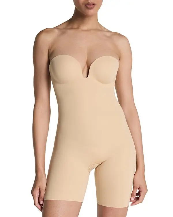 Spanx Suit Your Fancy Strapless Mid-thigh Bodysuit - Honey