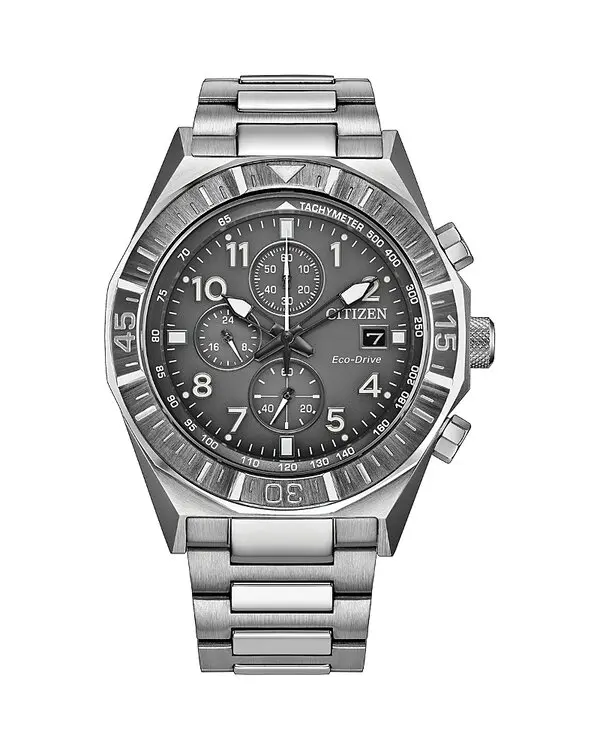 Citizen Nighthawk Chronograph Stainless Steel Bracelet Watch, 42mm - Gray/silver