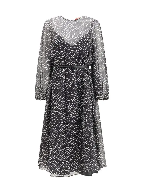 Max Mara Silk Polka Dot Midi Dress