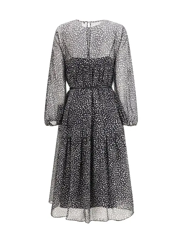 Max Mara Silk Polka Dot Midi Dress