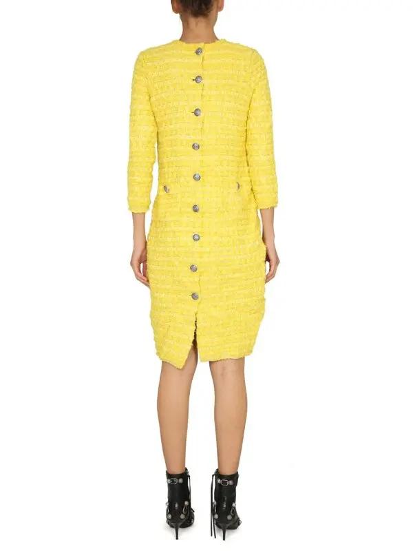 Balenciaga Back-to-front Short Dress In Wool Tweed Knit