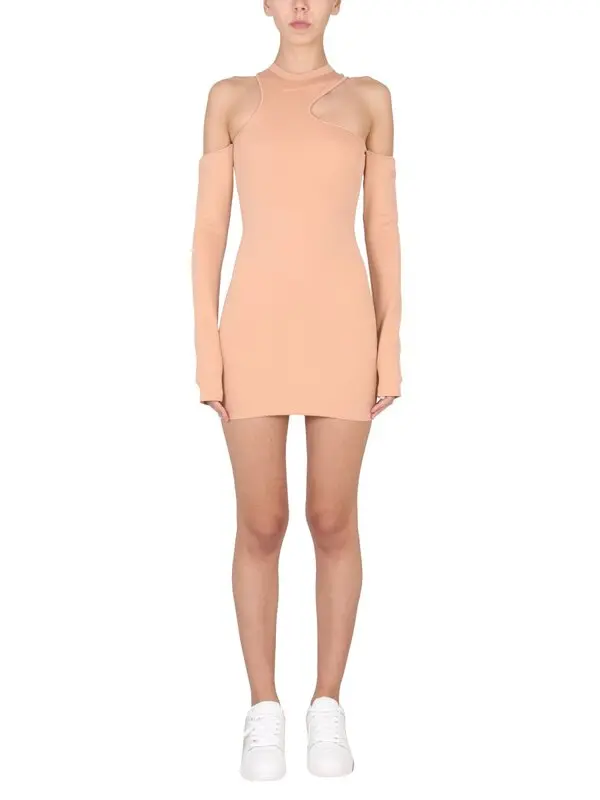 Off-White Asymmetric Mini Dress - Brown