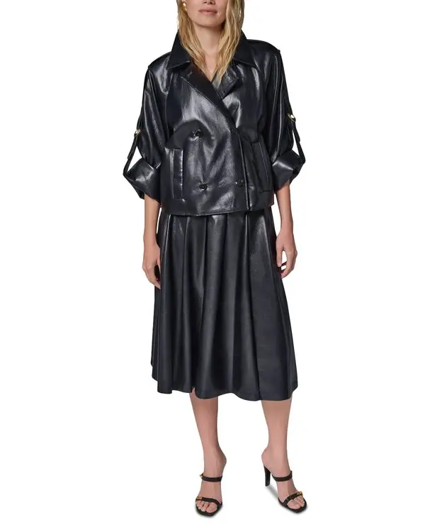 Donna Karan New York Faux Leather Roll Sleeve Jacket