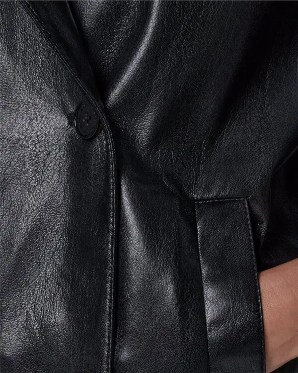 Donna Karan New York Faux Leather Roll Sleeve Jacket