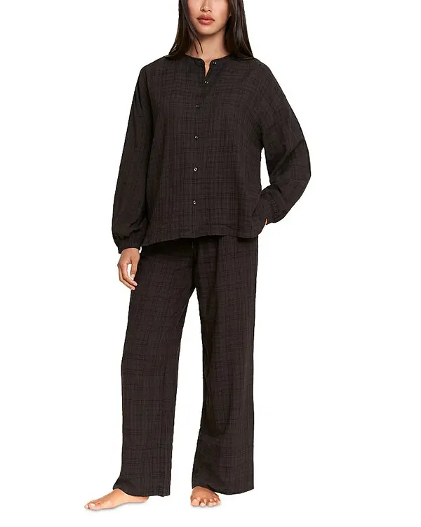 Honeydew Intimates Good Life Long Sleeve Shirt & Pants Pajama Set - Boulder Grey Plaid