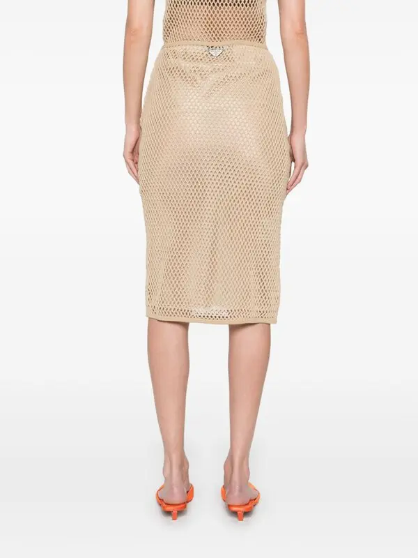 Prada Open-knit Midi Skirt