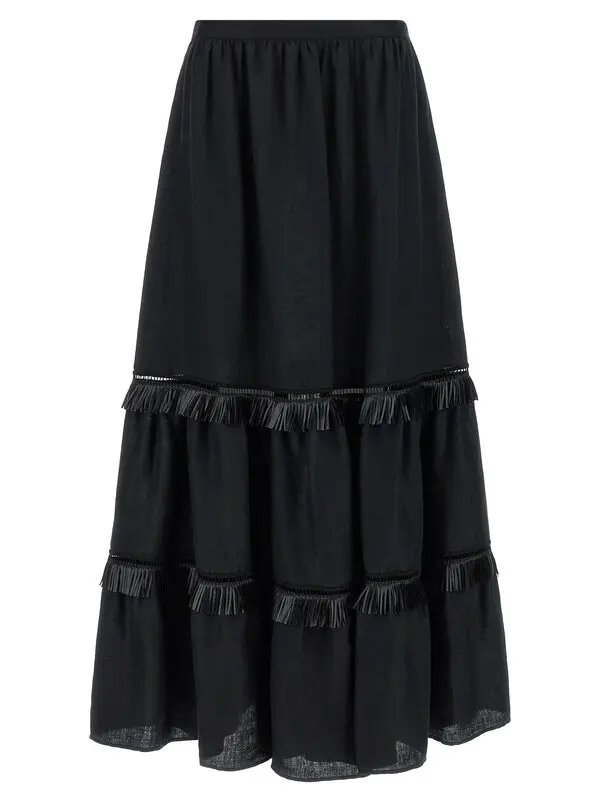 Kiton Fringed Linen Skirt