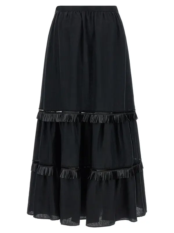Kiton Fringed Linen Skirt