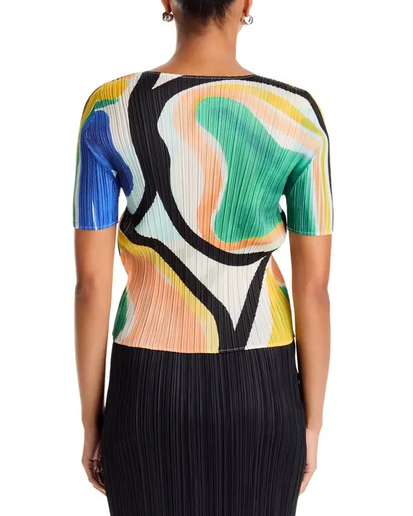 Issey Miyake Roll Round Neck Pleated Top