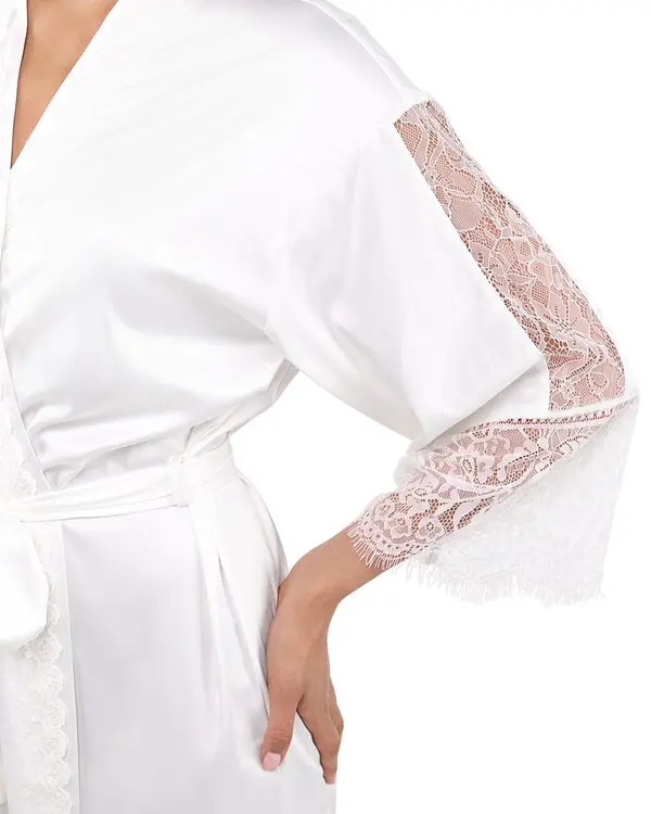 Flora Nikrooz Skyler Lace Trim Satin Robe