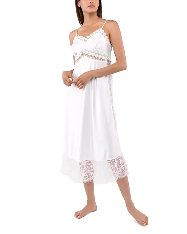 Flora Nikrooz Skyler Lace Trim Satin Gown