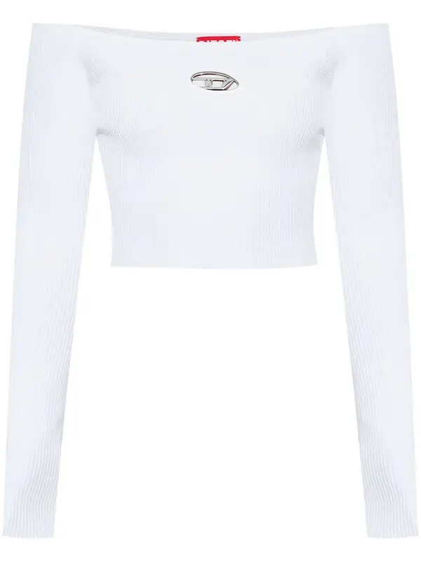 DIESEL® Oval-d Logo Ribbed Knit Crop Top