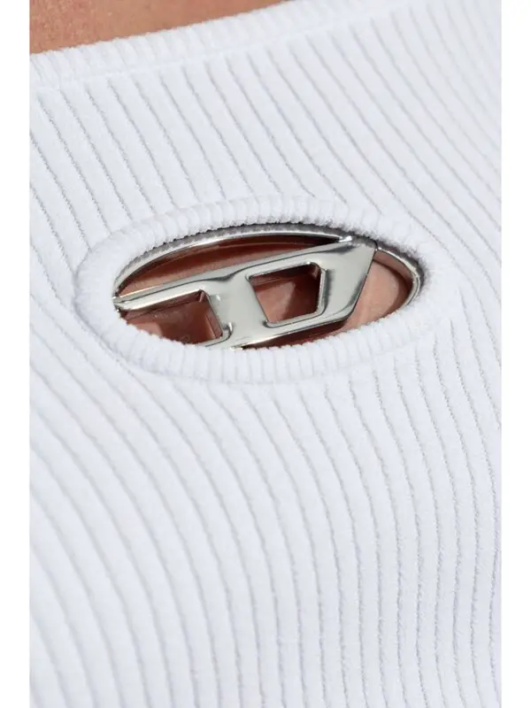DIESEL® Oval-d Logo Ribbed Knit Crop Top
