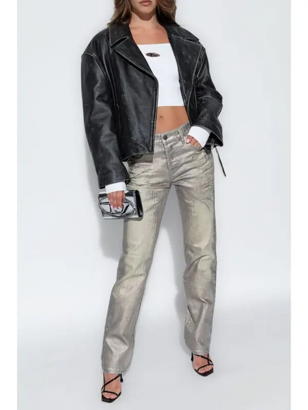 DIESEL® Oval-d Logo Ribbed Knit Crop Top