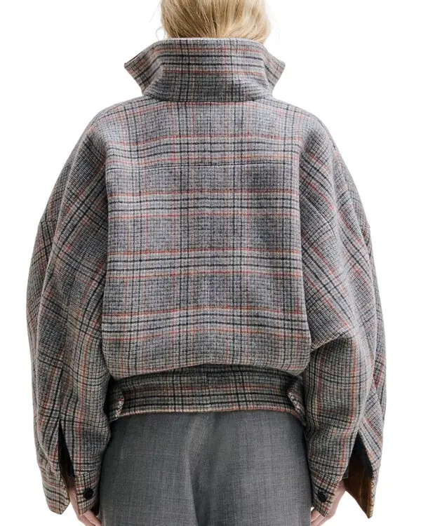 DARKPARK Check Print Wool-blend Aviator Bomber Jacket