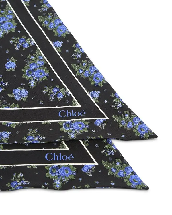 Chloé Folk Silk Scarf - Black/blue