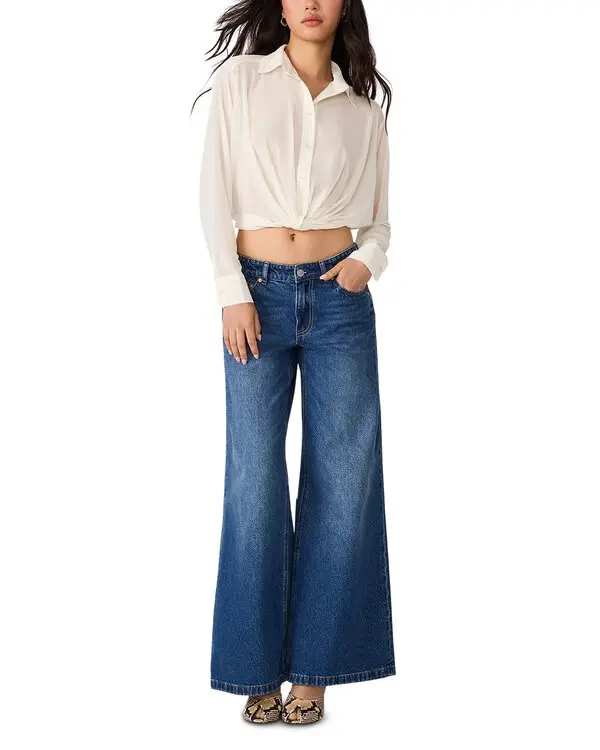 Steve Madden Twisted Hem Button Front Top - Cream