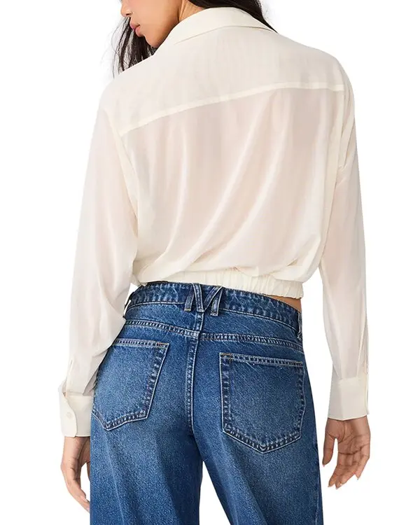 Steve Madden Twisted Hem Button Front Top - Cream
