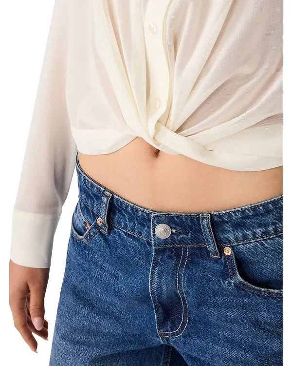 Steve Madden Twisted Hem Button Front Top - Cream
